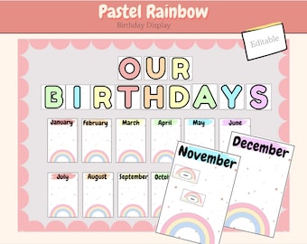 Classroom Birthday Display Sign, a Class Birthday Board With Rainbow ...