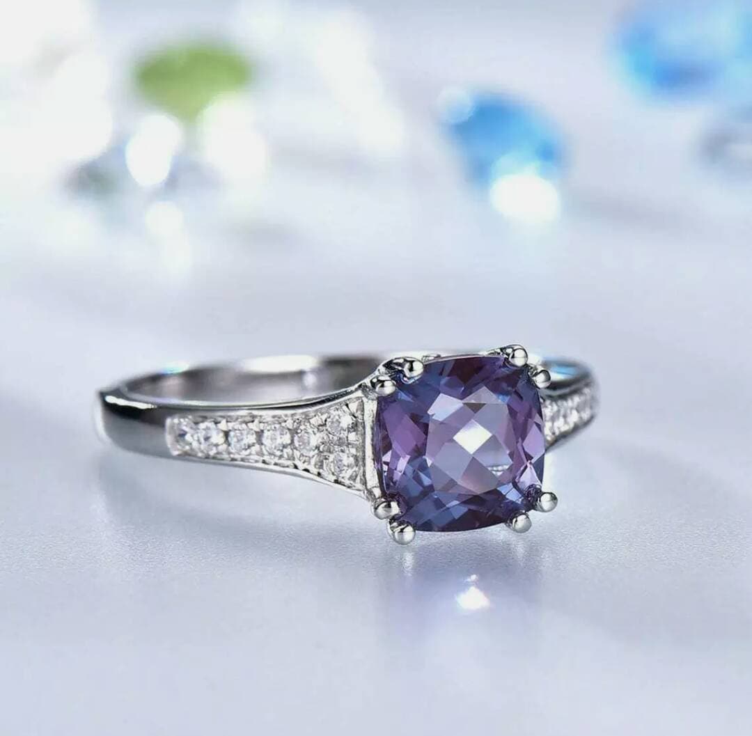Alexandrite Ring Real 14k Gold, Alexandrite Engagement Ring, June ...