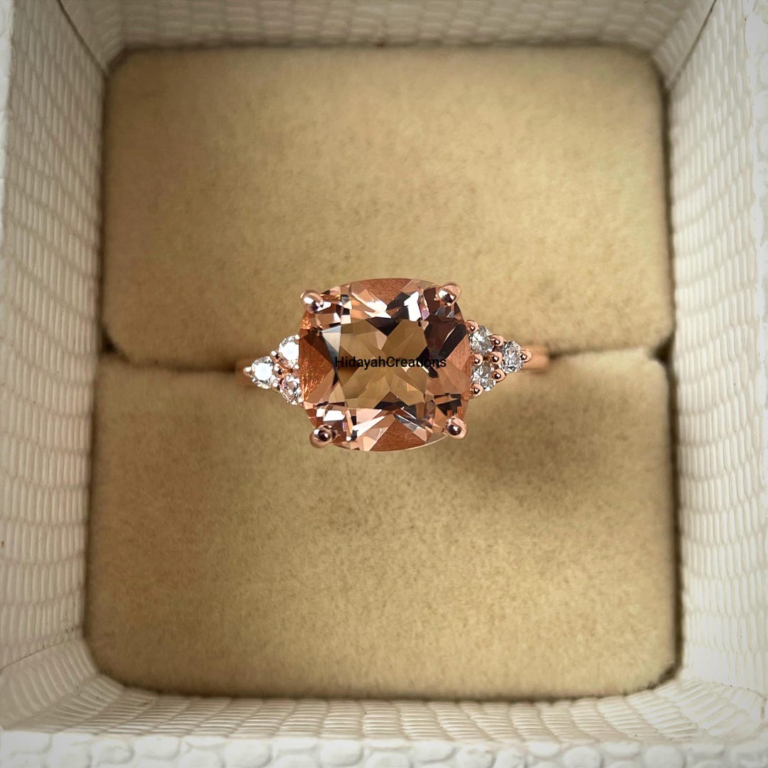 Vintage Morganite Wedding Ring, Peach Morganite Engagement Ring ...