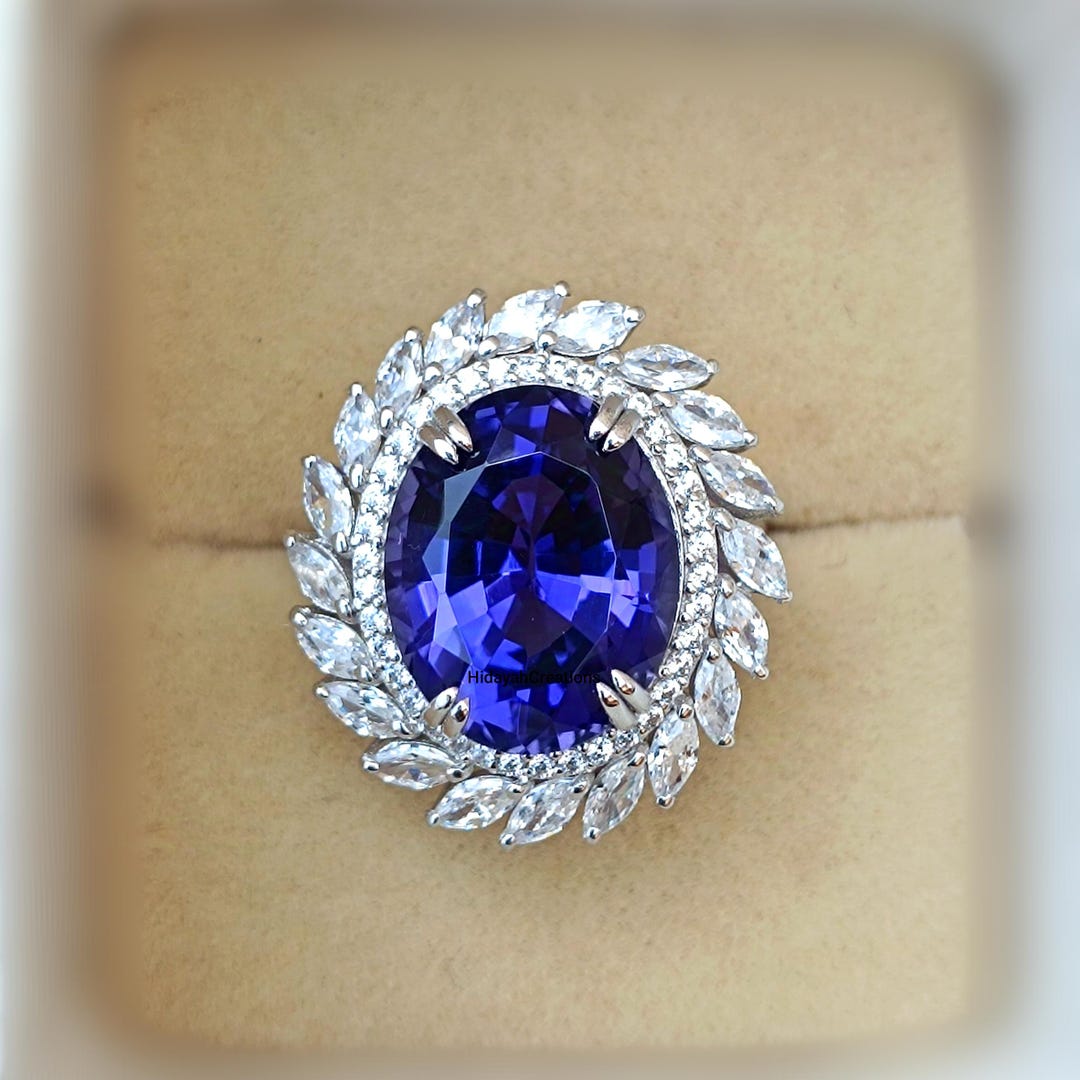 TANZANITE ENGAGEMENT RING | Aaaa Tanzanite Ring Women, Vintage Oval Cut ...