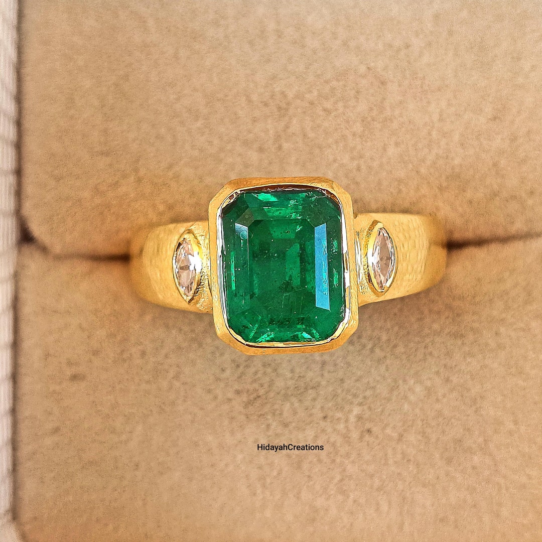 Emerald Proposal Ring, Antique Emerald Engagement Ring, Emerald Wedding ...