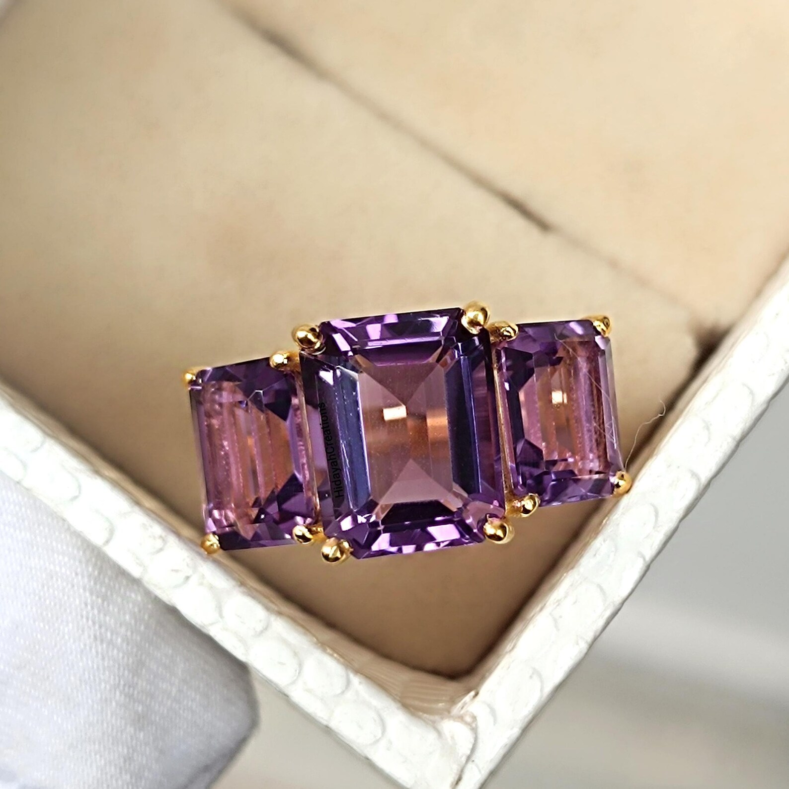 Emerald Cut Amethyst Ring: Sterling Silver Vintage Promise Ring - Etsy
