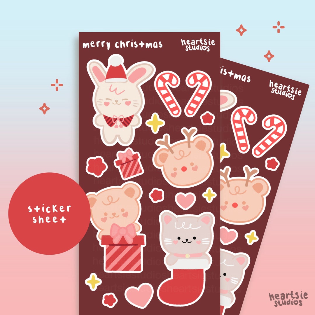 Merry Christmas Sticker Sheet | Holiday Stickers for Planner, Christmas ...