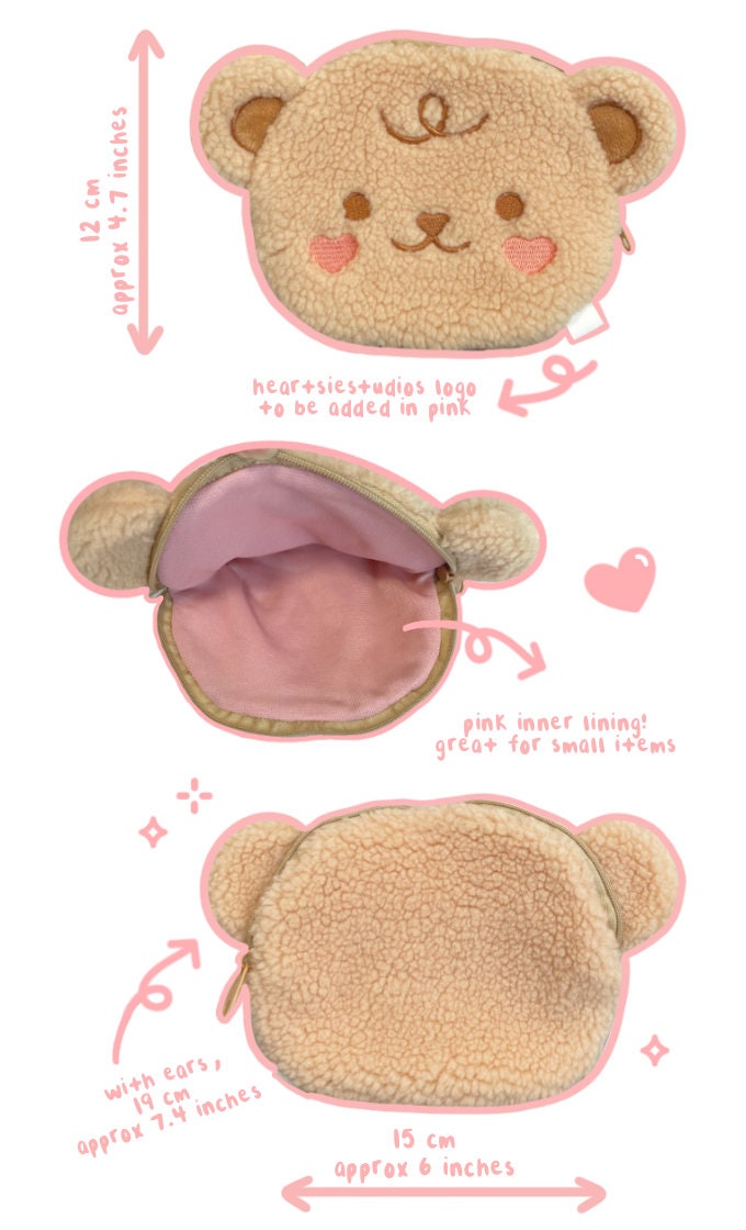 Choco Bear Plush Coin Purse Kawaii Bear Bag Plush Purse - Etsy