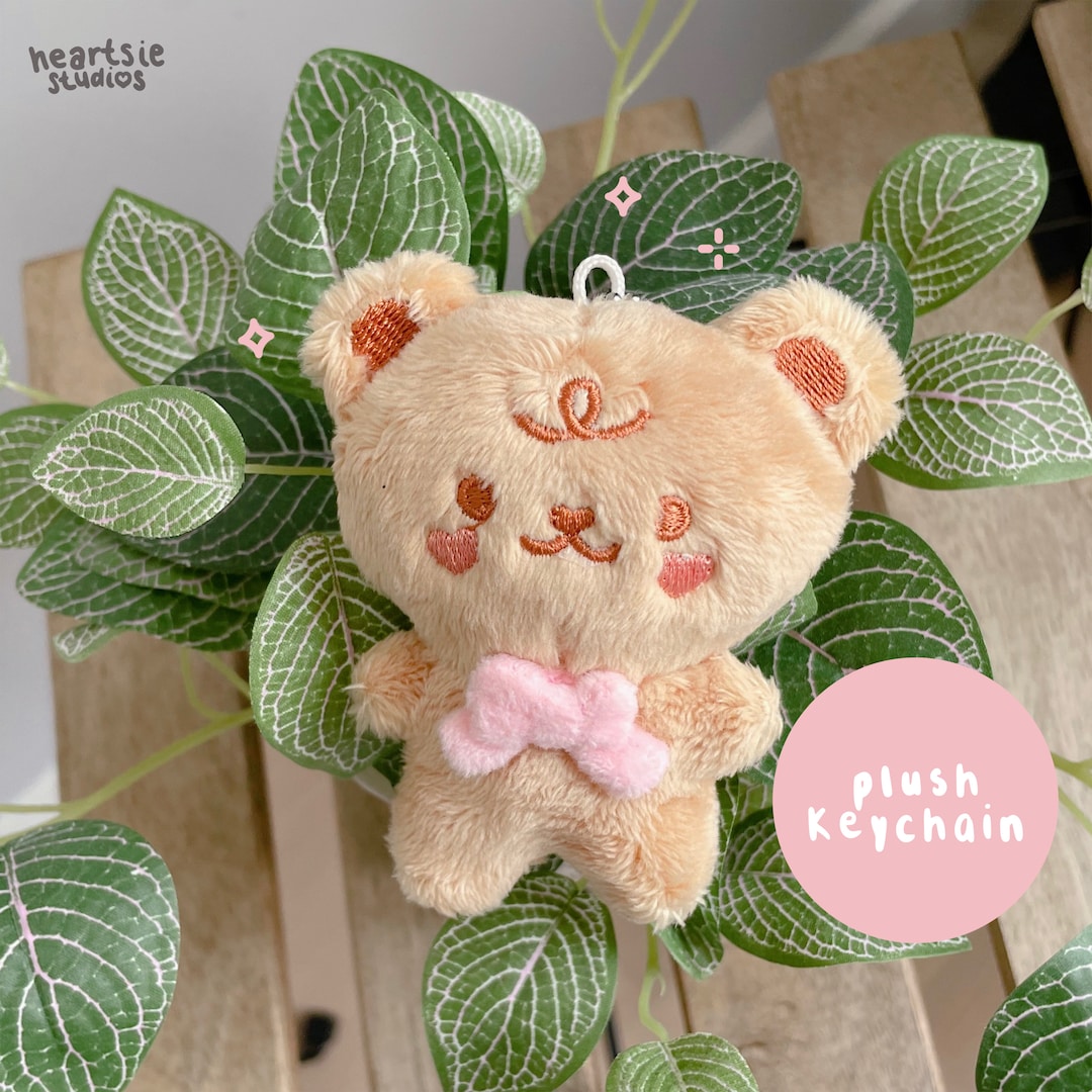 Choco Bear Plush Keychain | Kawaii Bear Keychain, Plush Keyring ...