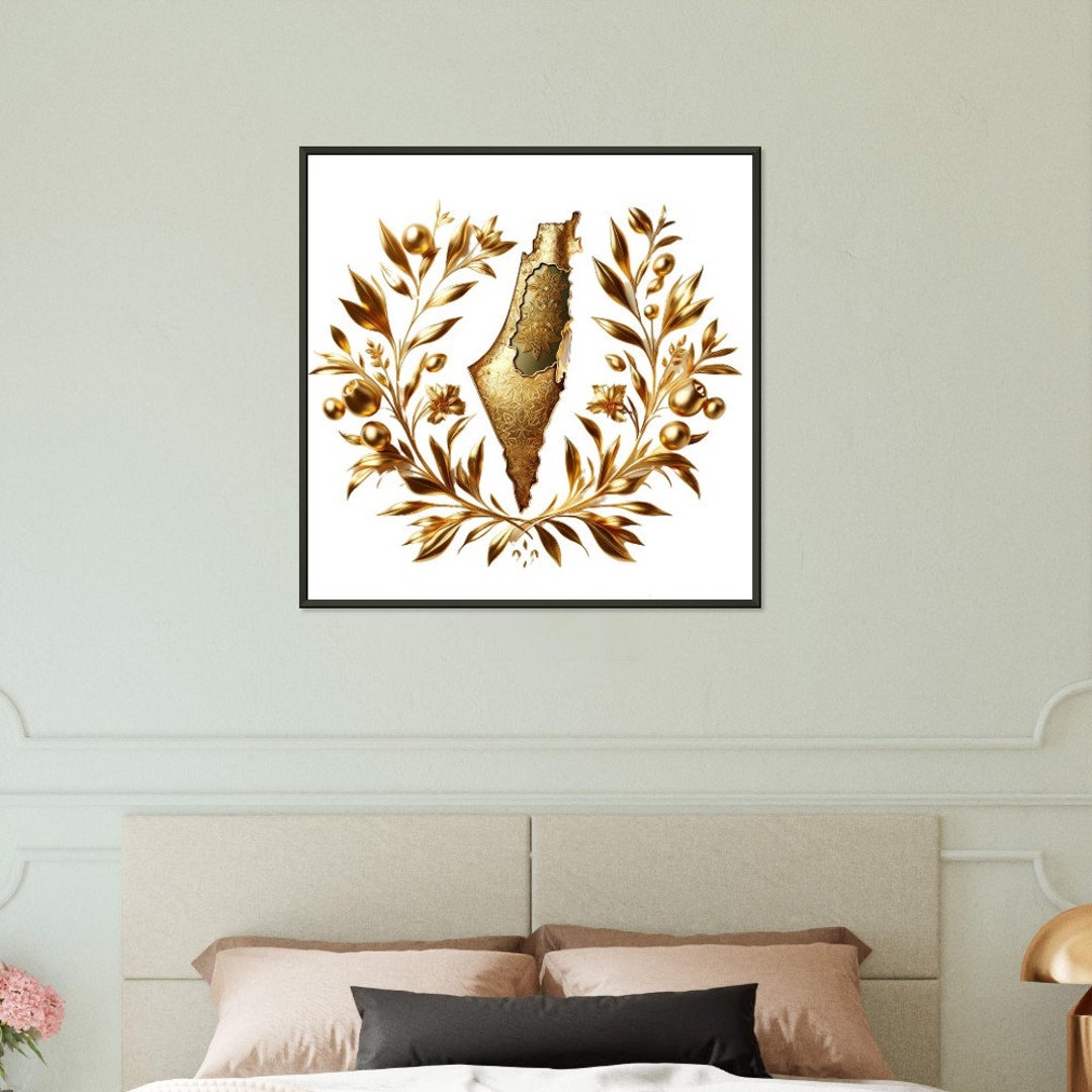 Golden Palestine Map & Olive Branches Premium Metal Framed Poster - Etsy
