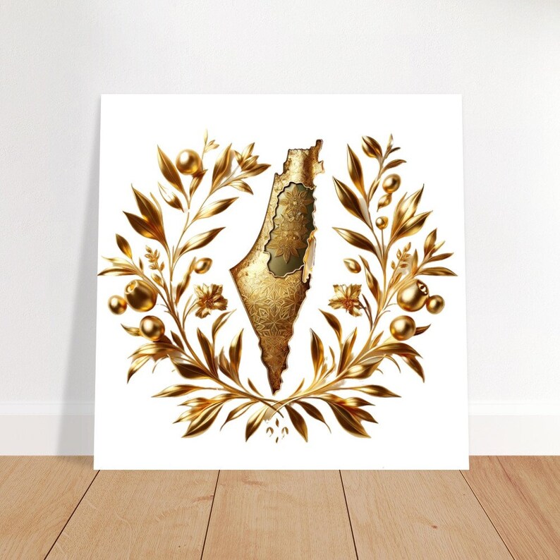 Golden Palestine Map & Olive Branches Premium Matte Paper Poster - Etsy
