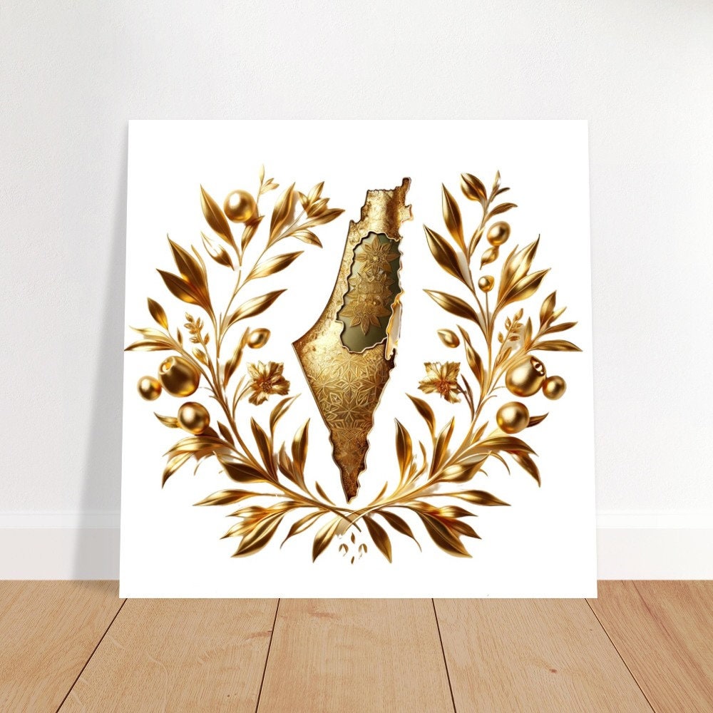 Golden Palestine Map & Olive Branches Premium Matte Paper Poster - Etsy