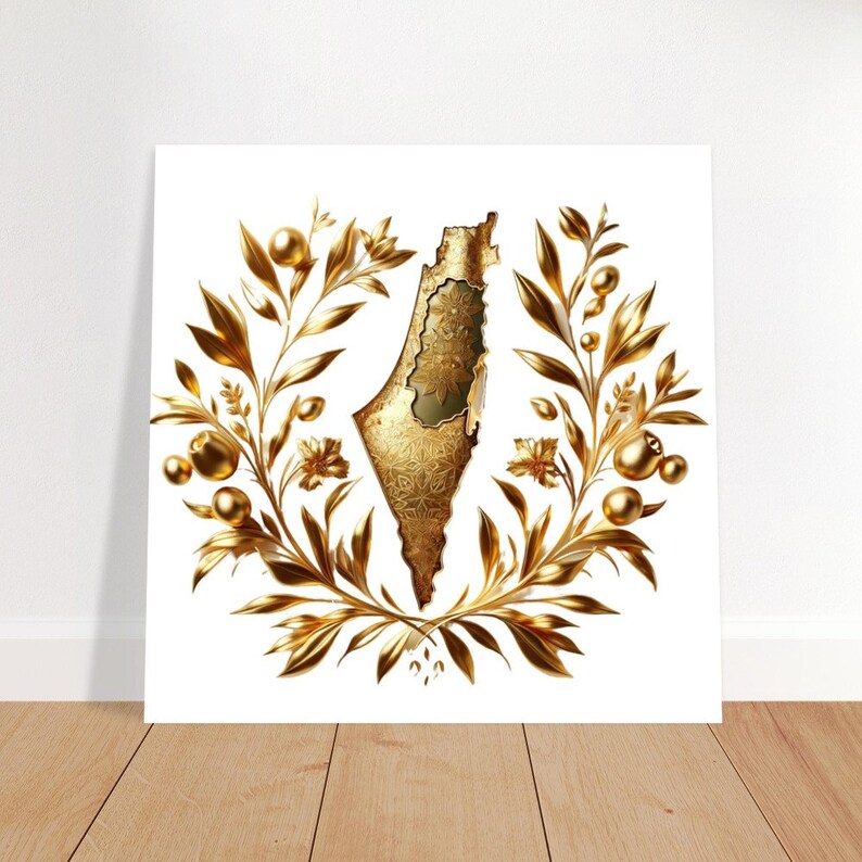Golden Palestine Map & Olive Branches Premium Matte Paper Poster - Etsy