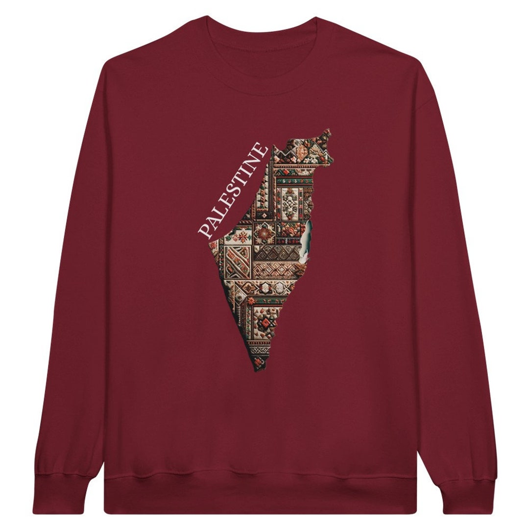 Palestine Map Traditional Thobe Pattern Design Unisex Crewneck ...