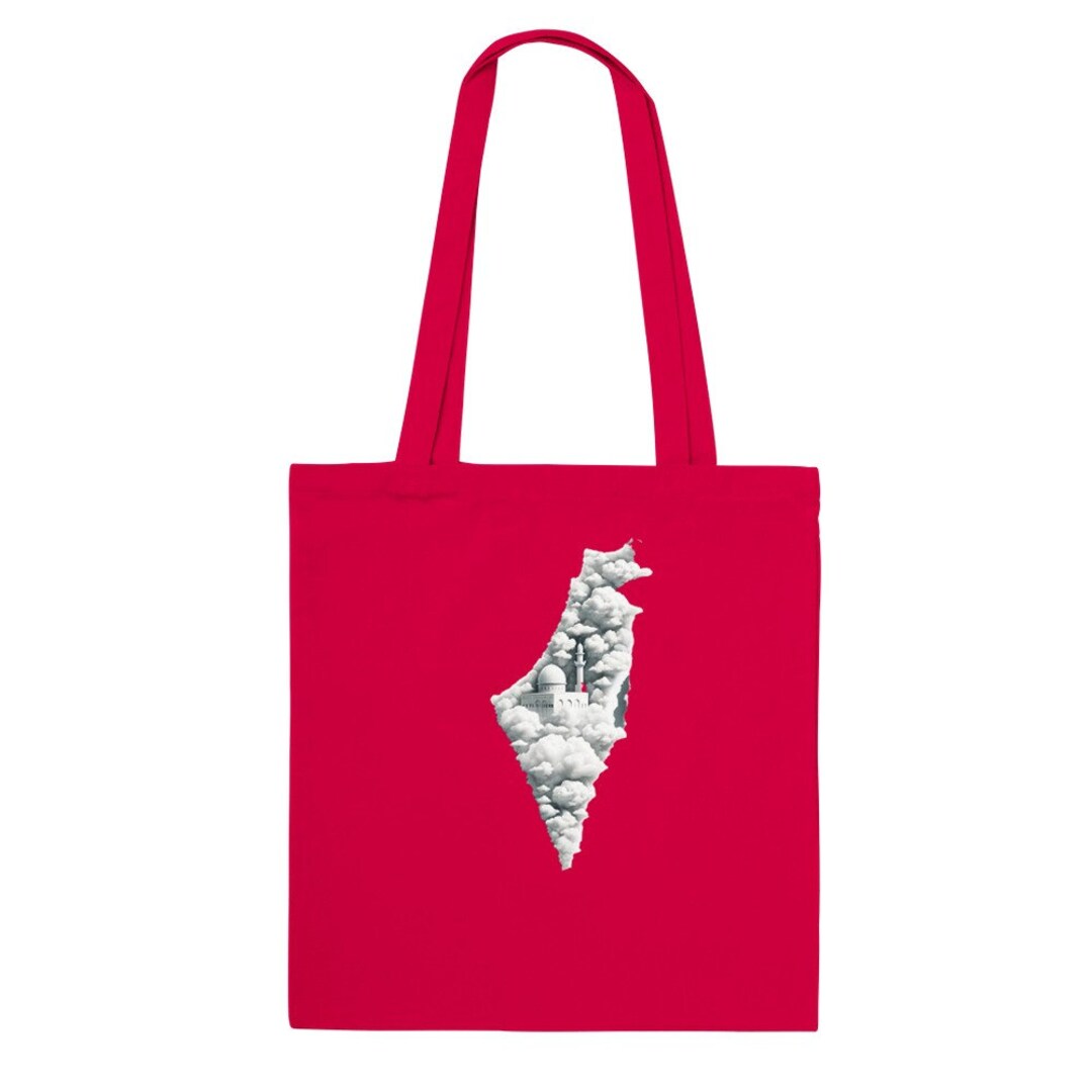 Cloud-formed Palestine Map With Al-aqsa Mosque Tote Bag - Serene White ...