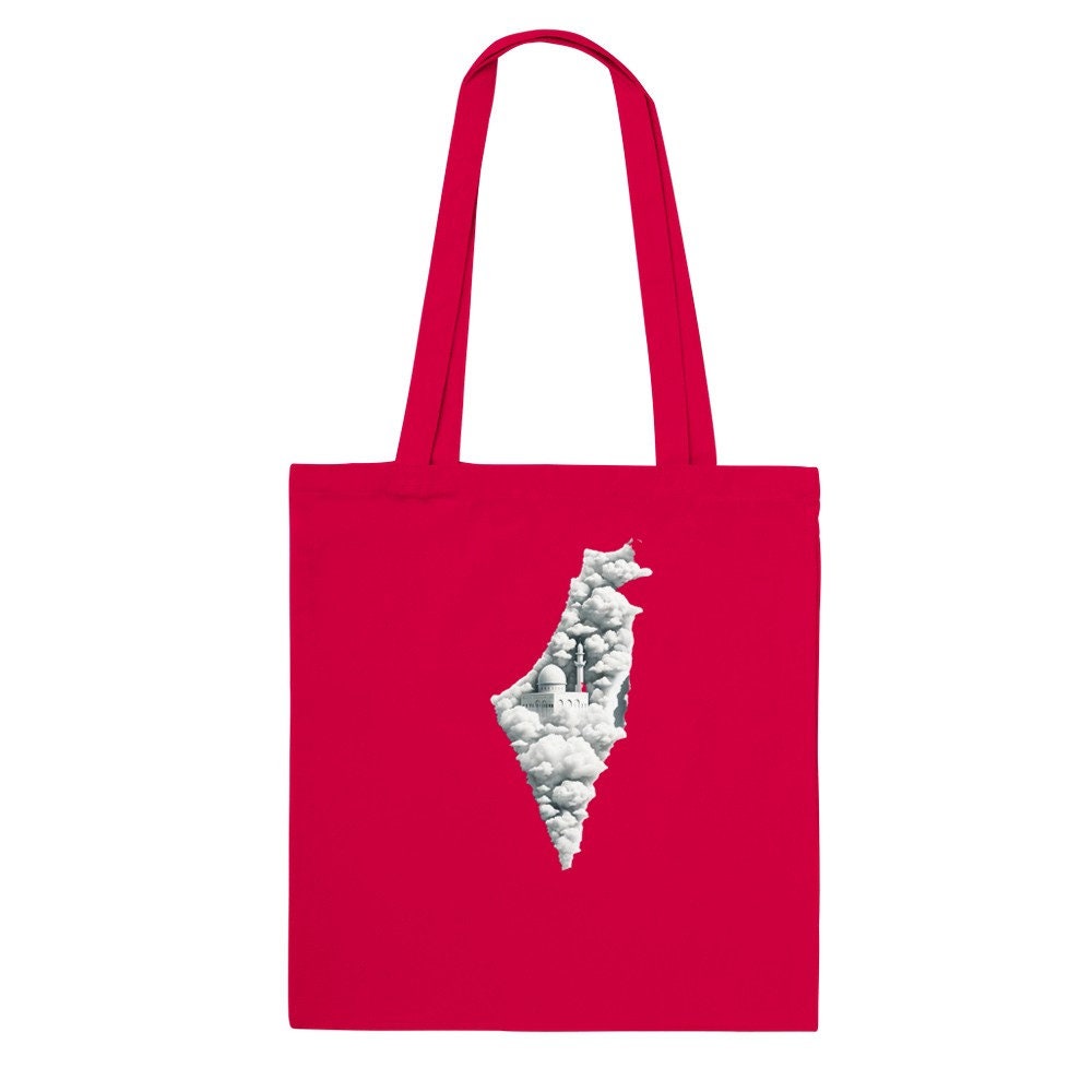 Cloud-formed Palestine Map With Al-aqsa Mosque Tote Bag - Serene White ...