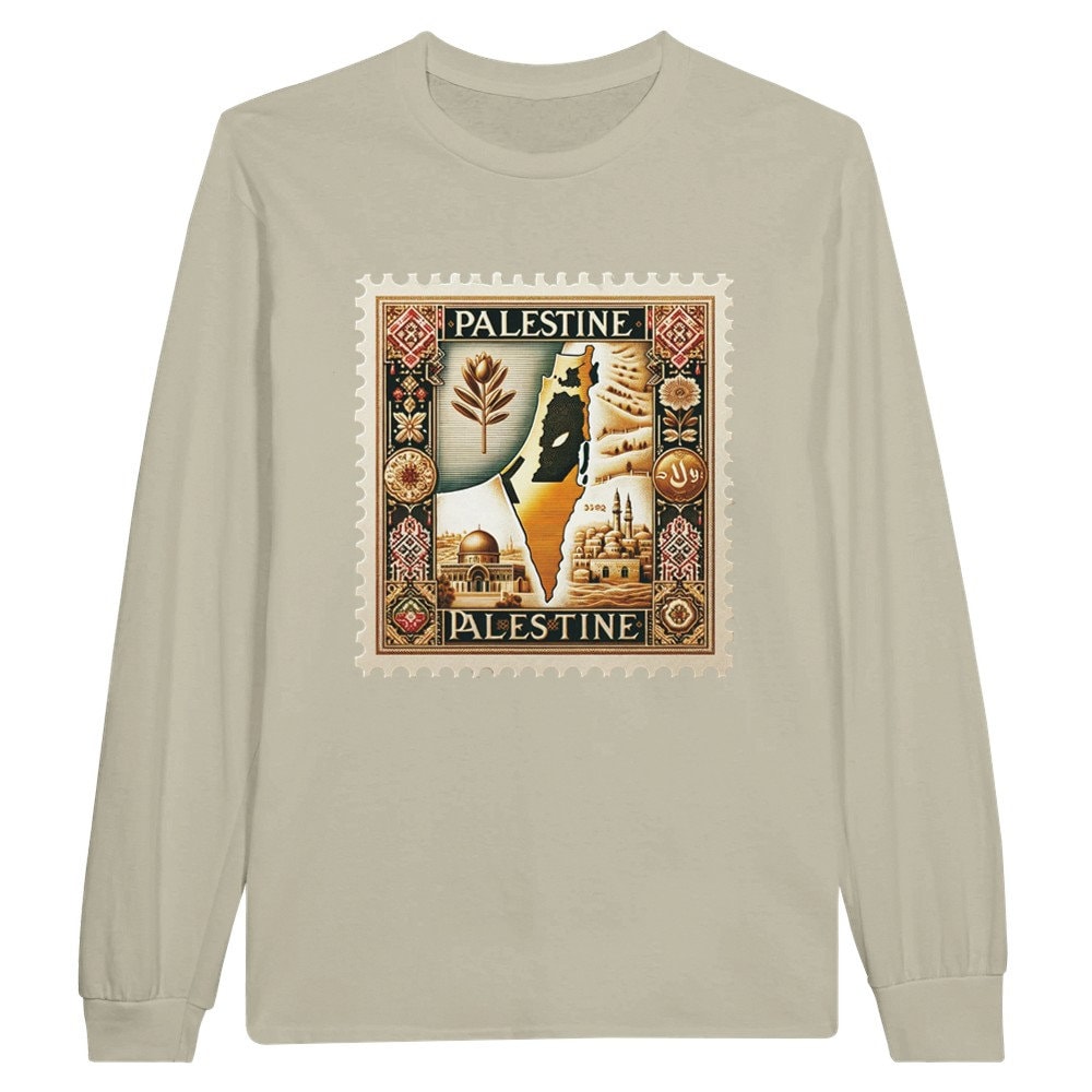 Vintage Palestine Stamp Golden Map Unisex Longsleeve T-shirt - Etsy