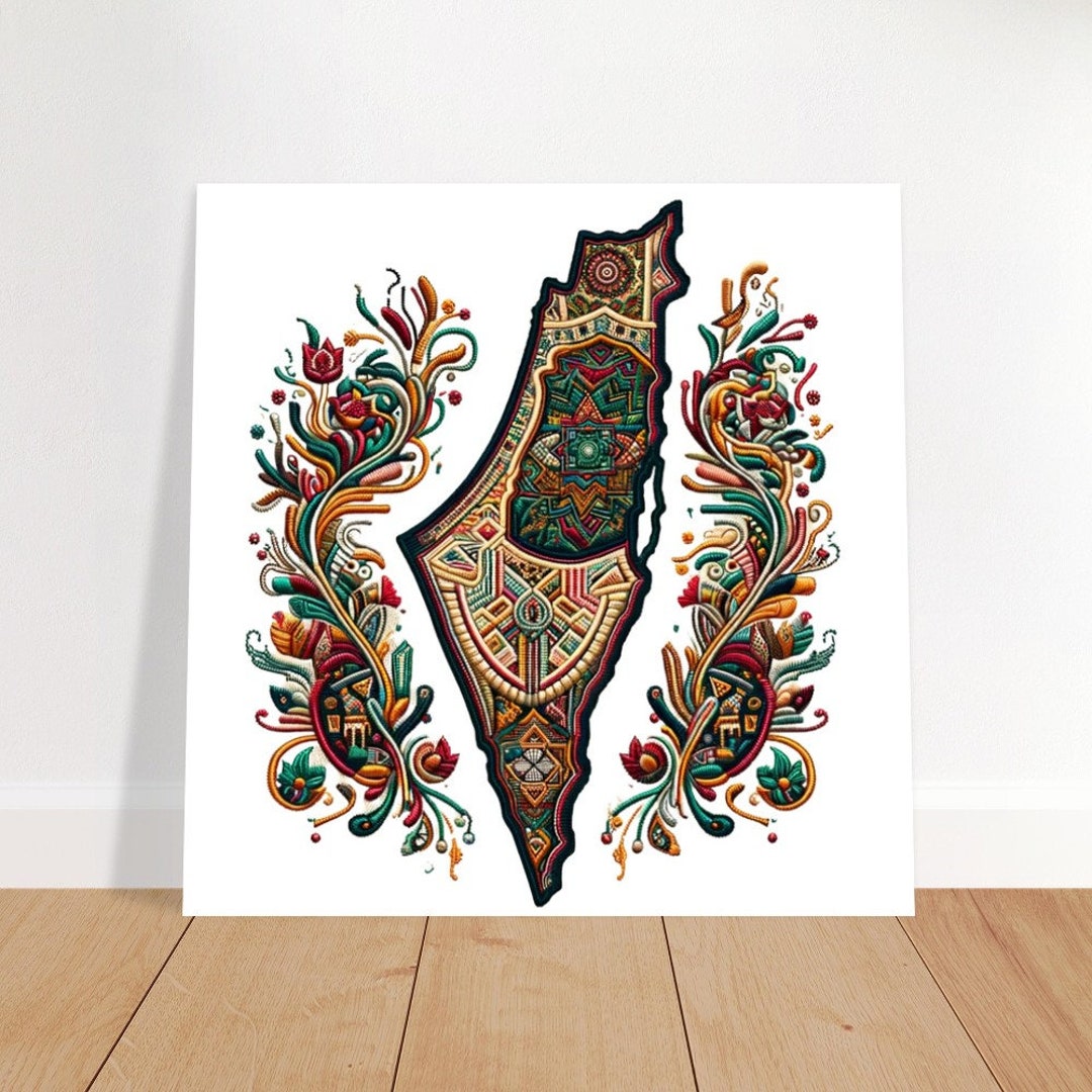 Traditional Palestine Map Tatreez Premium Matte Paper Poster - Etsy