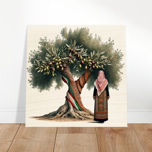 Palestine Olive Tree With Thobed Woman Wooden Wall Art - Etsy