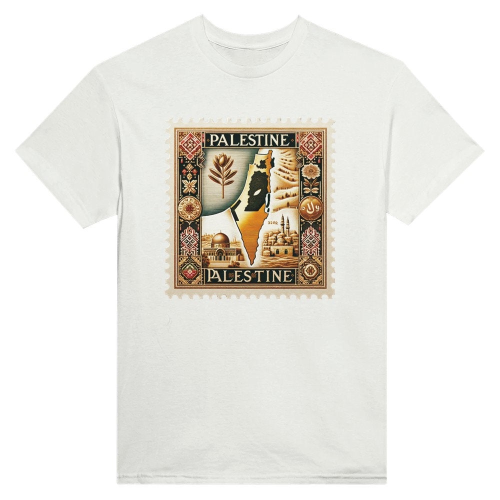 Vintage Palestine Stamp Golden Map Unisex Crewneck T-shirt - Etsy