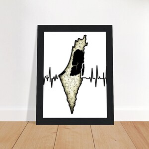 Heartbeat of Palestine - EKG Map Premium Wooden Framed Poster - Etsy