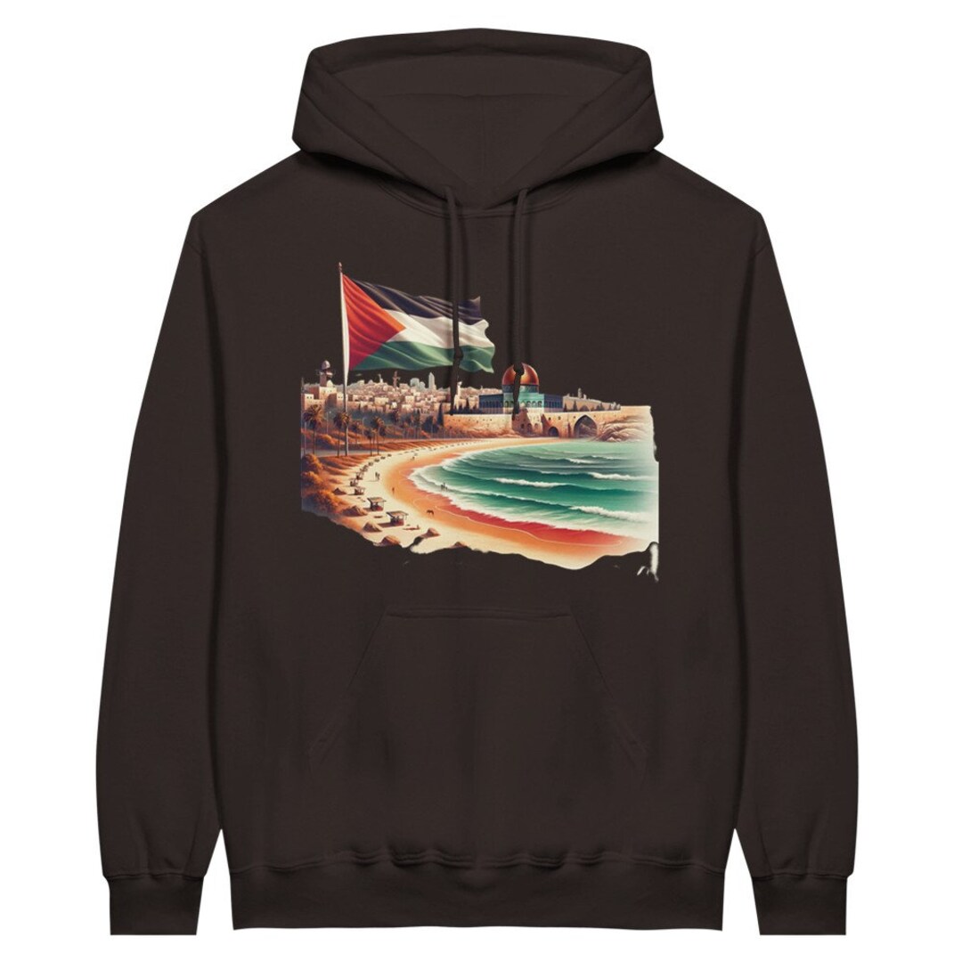 Palestinian Flag & Jerusalem Beach Scene Unisex Pullover Hoodie - Etsy