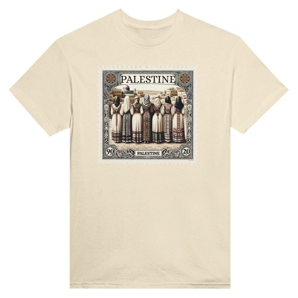 Vintage Palestine Stamp With Thobe Art Unisex Crewneck T-shirt - Etsy