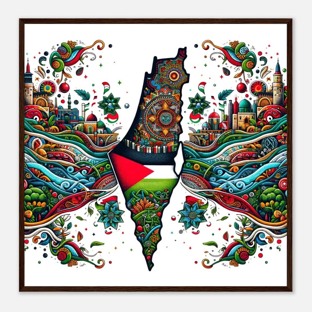 Palestinian - Colorful Map Premium Wooden Framed Poster - Etsy
