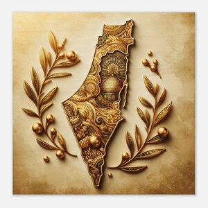 Wood Print Golden Palestine Map Wall Art - Etsy