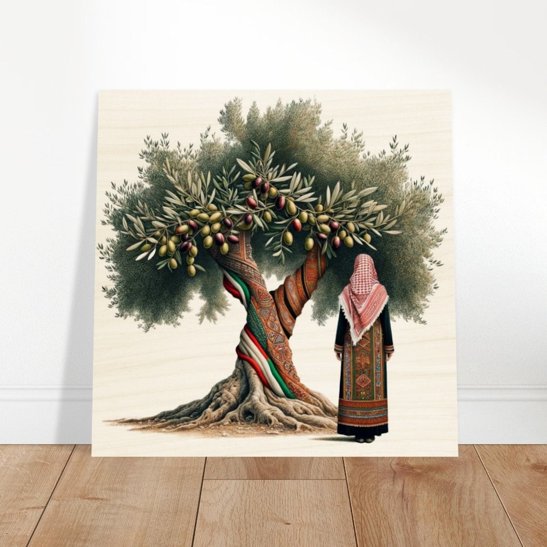 Palestine Olive Tree With Thobed Woman Wooden Wall Art - Etsy