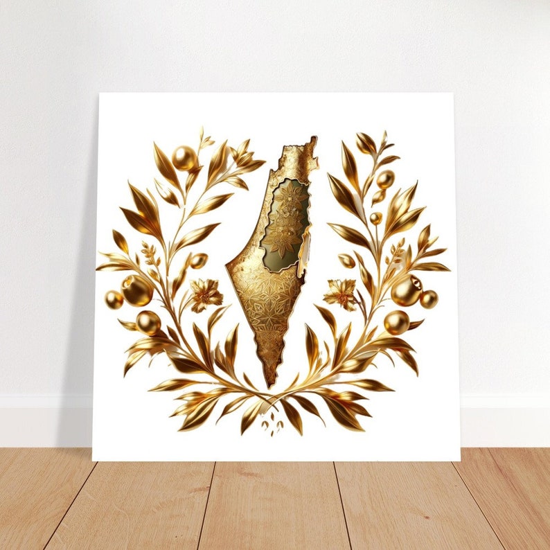 Golden Palestine Map & Olive Branches Premium Matte Paper Poster - Etsy