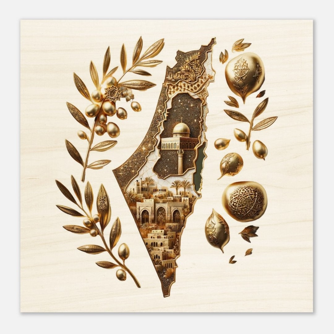 Wooden Gold Palestine Map Wall Art - Luxurious Decor Wood Prints - Etsy