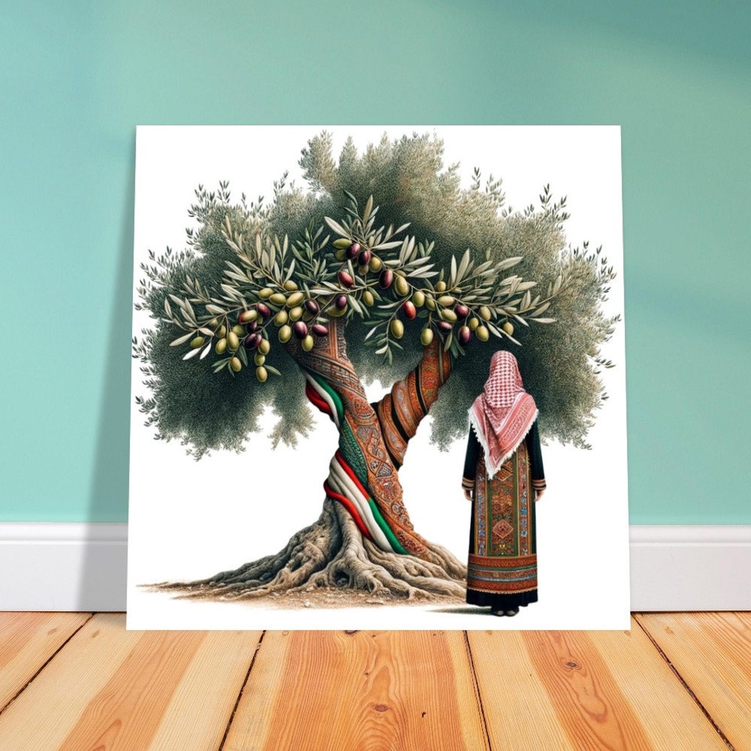 Palestine Olive Tree With Thobed Woman Wall Art Classic Semi-glossy ...