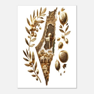Golden Palestine Map Wall Art - Premium Matte Paper Poster - Etsy