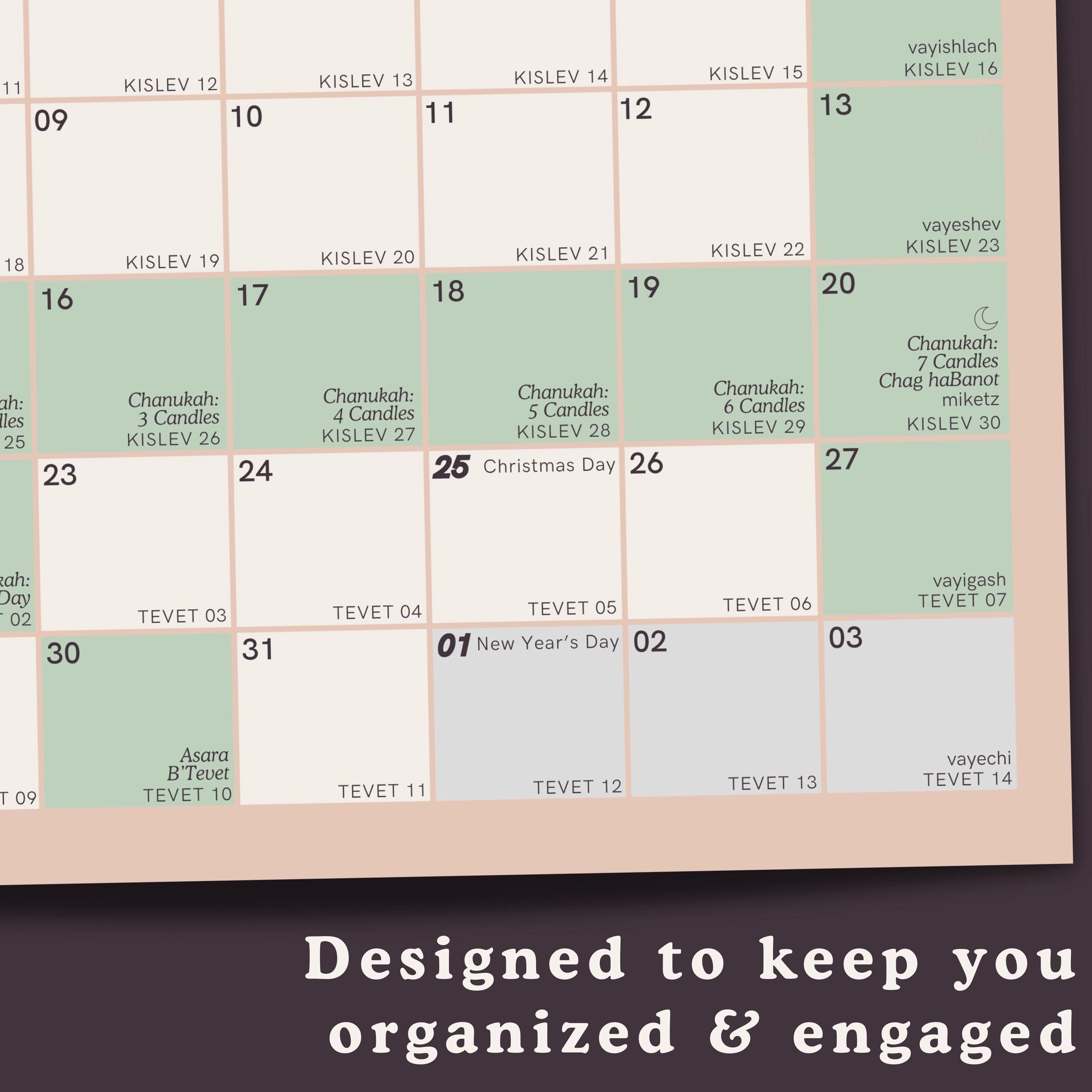 5786 Jewish Calendar Printable • Monthly Hebrew Planner PDF • Jewish ...