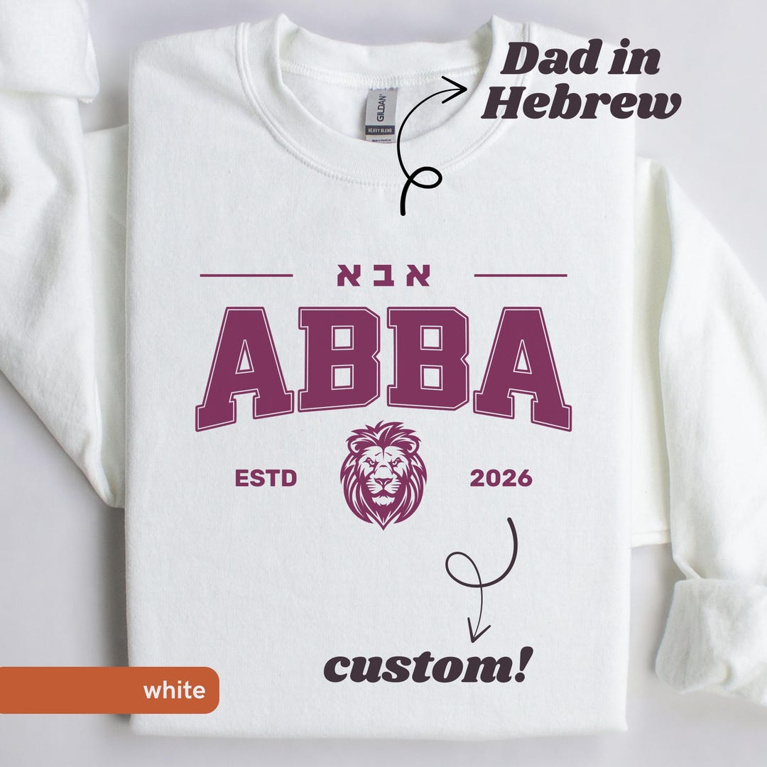 Custom Hebrew Abba Dad Sweatshirt, Personalized Father's Day Gift - Etsy