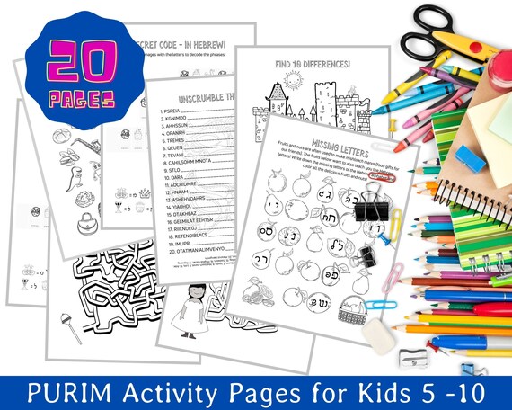 PURIM Instant Download Activity Pages for Kids Ages 5-10 20 - Etsy