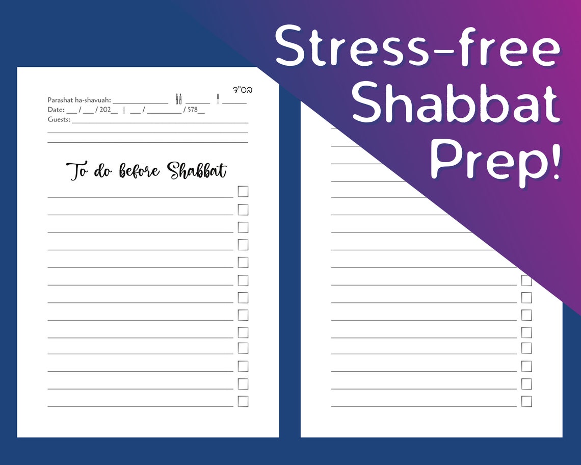 Shabbat Preparation Checklist for a Stress-free Fridays Shabbat Help ...