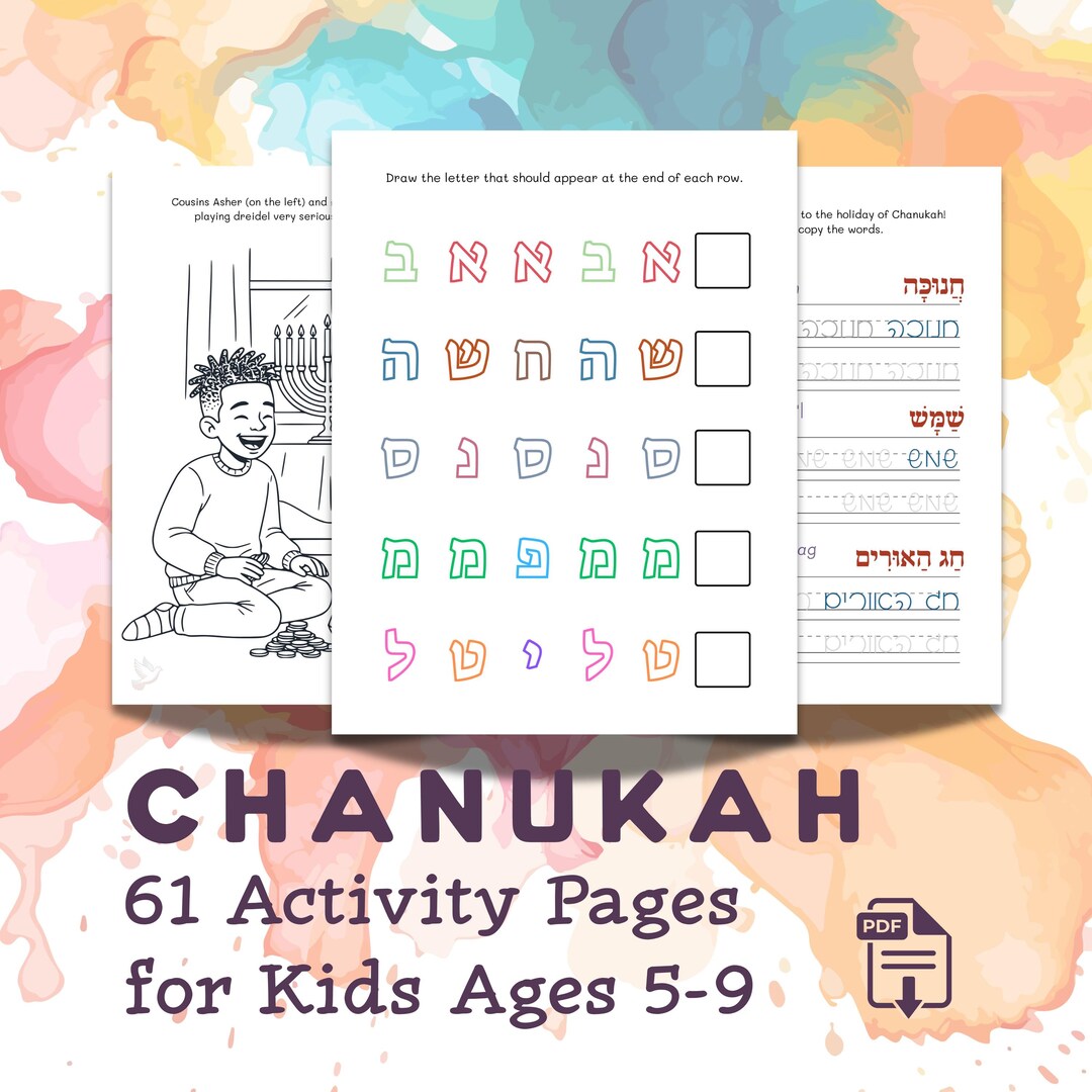 Hanukkah Activity Pack for Kids | Jewish Learning, Ages 5-9 (PDF) - Etsy