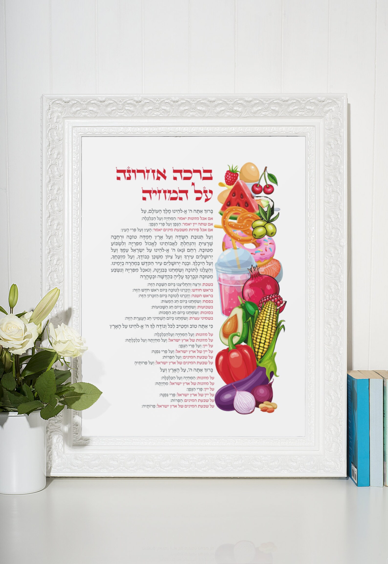 Al Hamichya Hebrew Blessing After Eating Printable Beracha Art for ...