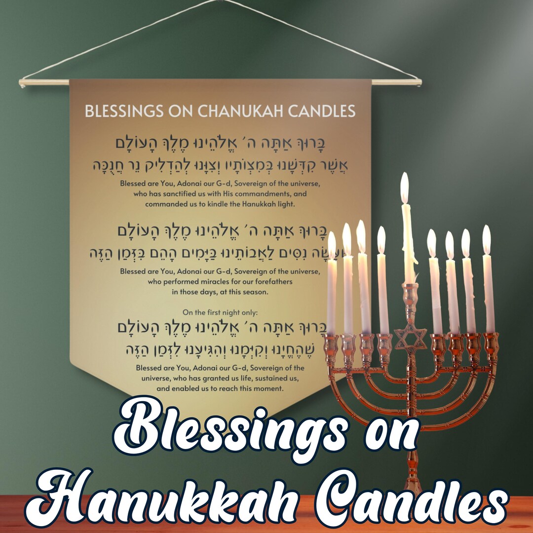 Hanukkah Blessings on Chanukah Candles Pennant Lighting Menorah Candles ...