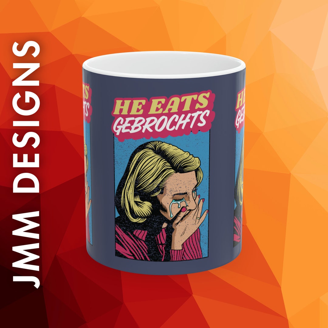 He Eats Gebrochts Pesach Humor Ceramic Mug, 11oz Jewish Passover Gift ...