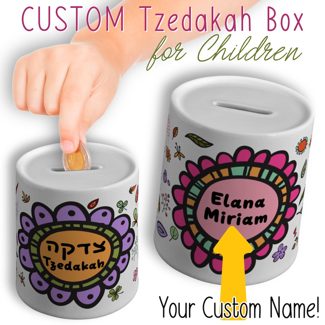 Custom Tzedakah Box Colorful Ceramic Pushke Personalized Tzedakah Box ...