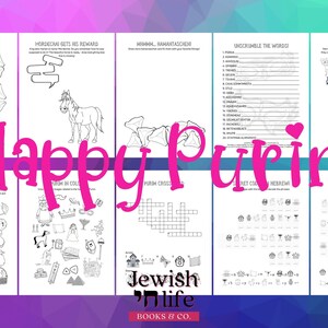 PURIM Instant Download Activity Pages for Kids Ages 5-10 | 20 Sheets of ...