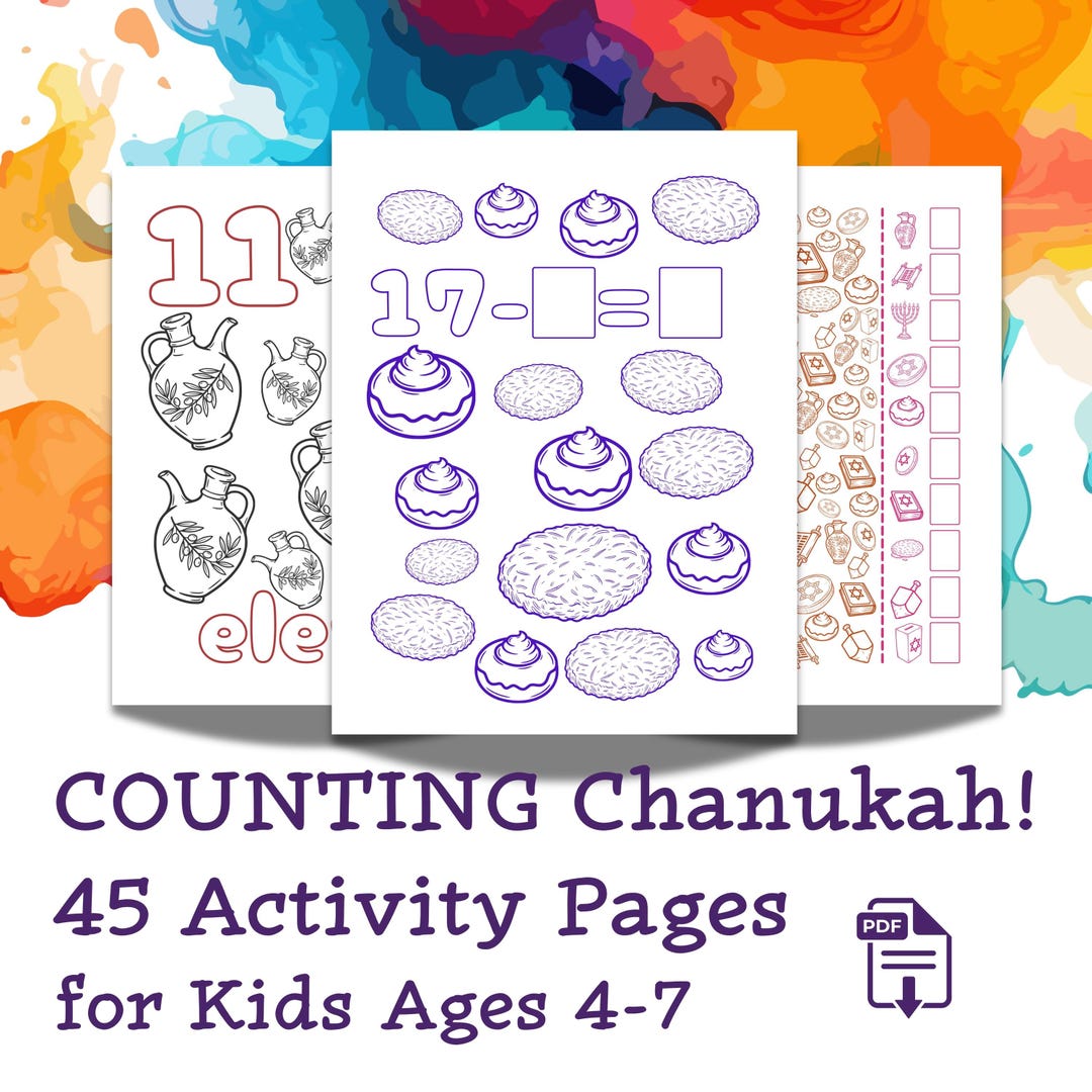 Hanukkah Math Activity Pages | Jewish Counting 1-20 (PDF) - Etsy