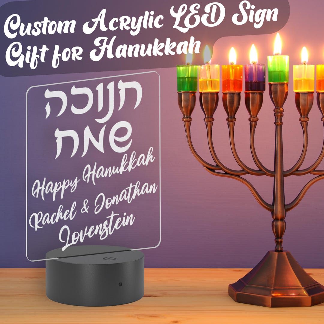 Custom Hanukkah Sameach LED Acrylic Sign Colorful Unique Gift for ...
