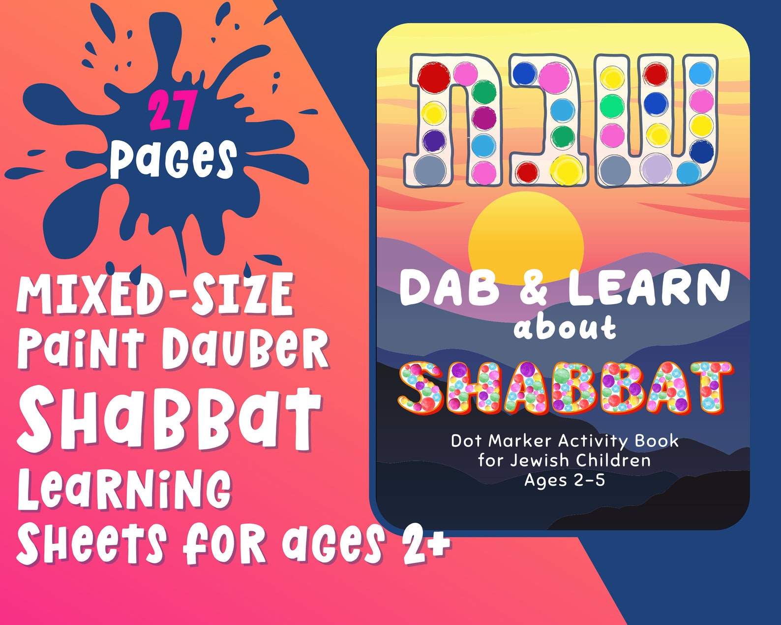 Dab & Learn About Shabbat Instant Download of Learning Pages for Young ...
