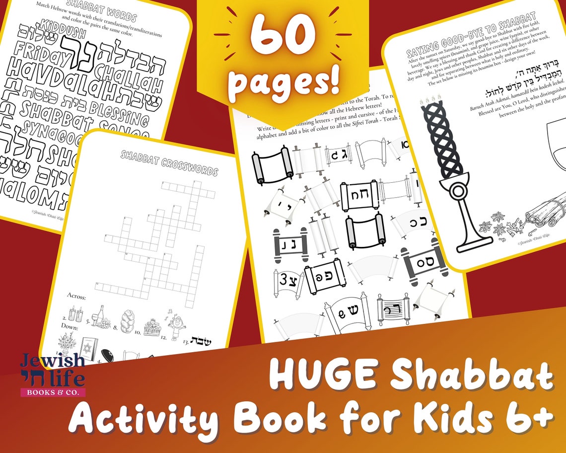 Printable we Love Shabbat BIG Activity Book for Jewish Children to ...