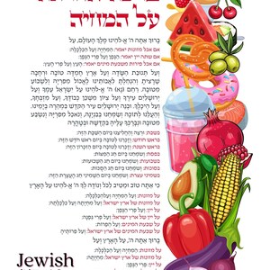 Al Hamichya Hebrew Blessing After Eating Printable Beracha Art for ...