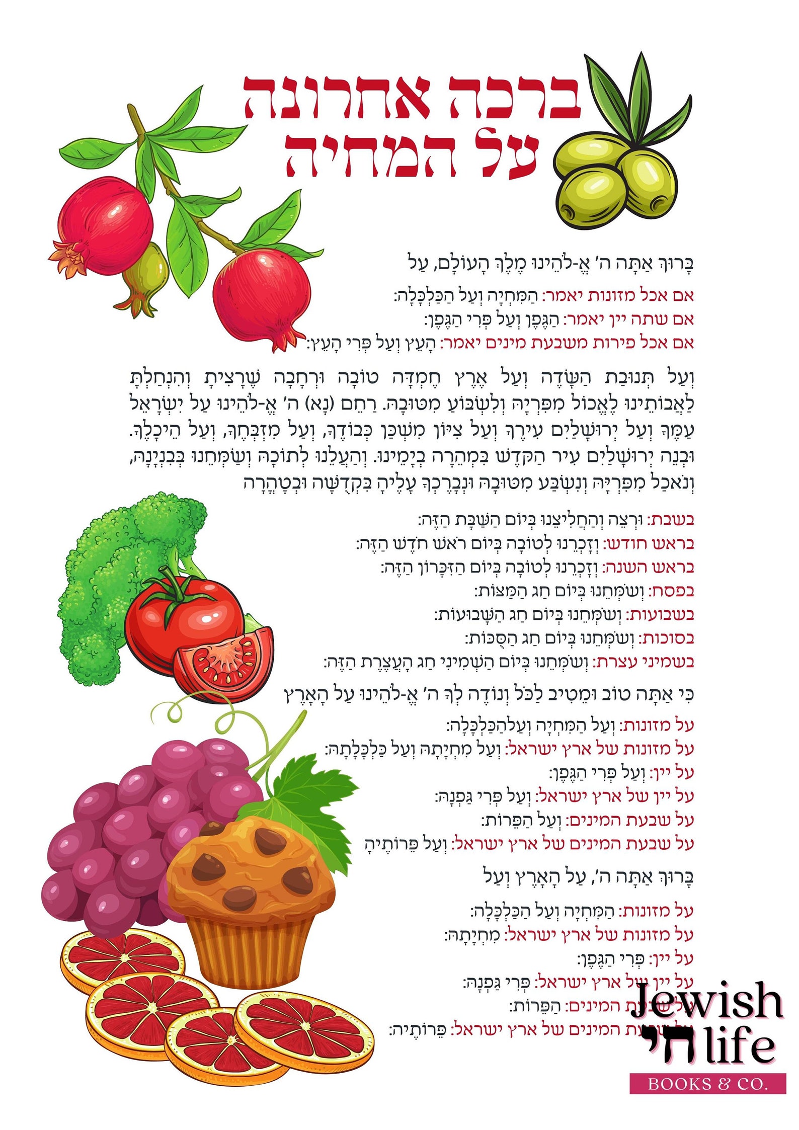 Hebrew Blessing Al Hamichya After Meal | Bracha Achrona | Jewish Prayer ...