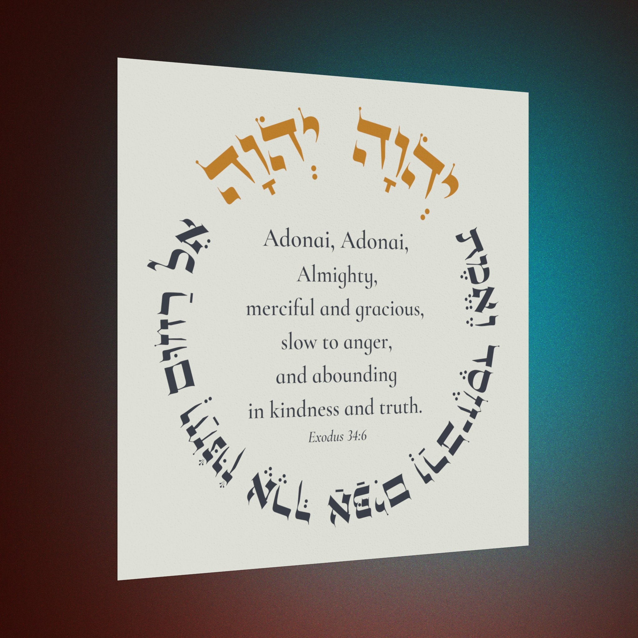 Hebrew Middot G-d's Attributes of Mercy Poster Jewish Religious Art ...