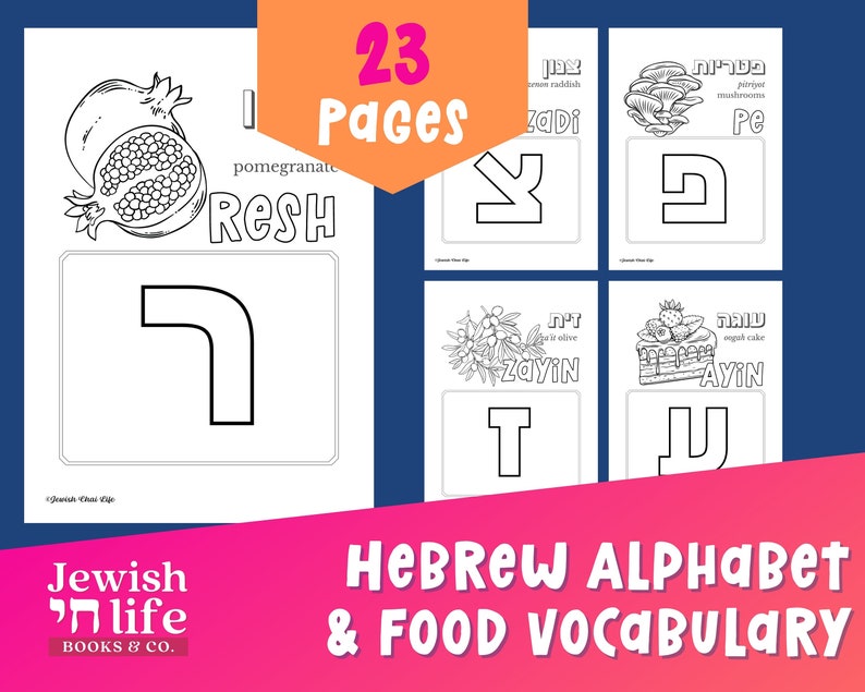 Printable i'm Learning Hebrew Alphabet Food Letters & Vocabulary to ...