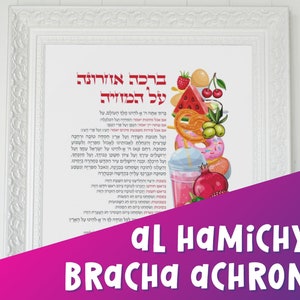 Al Hamichya Hebrew Blessing After Eating Printable Beracha Art for ...