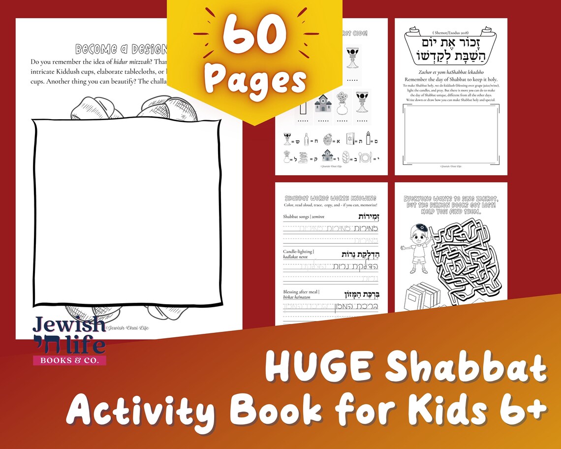 Printable we Love Shabbat BIG Activity Book for Jewish Children to ...